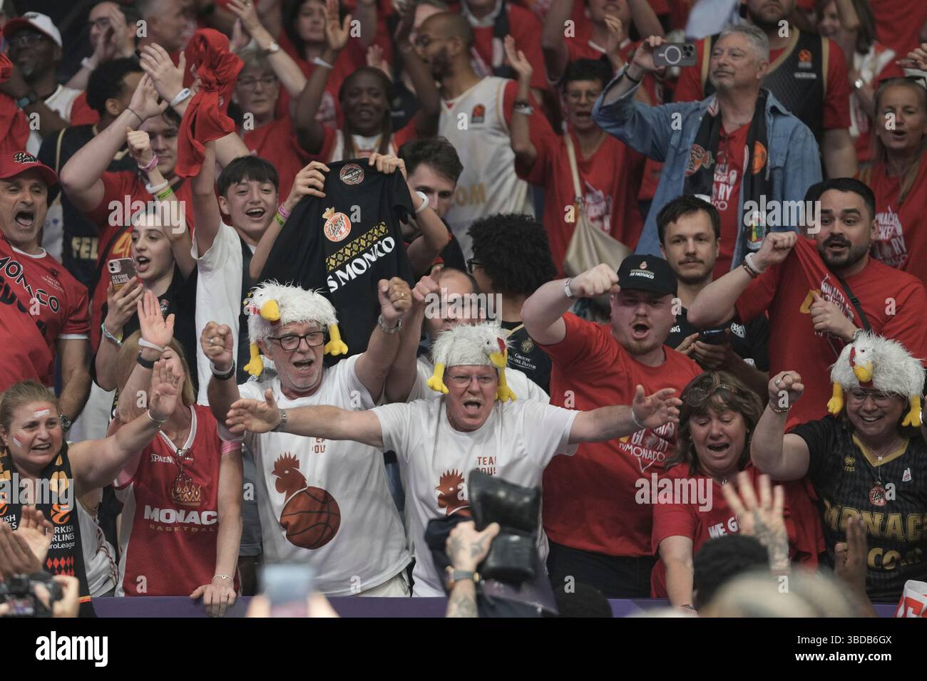 Monaco fans celebrate after the Euroleague seimifinal basketball match ...