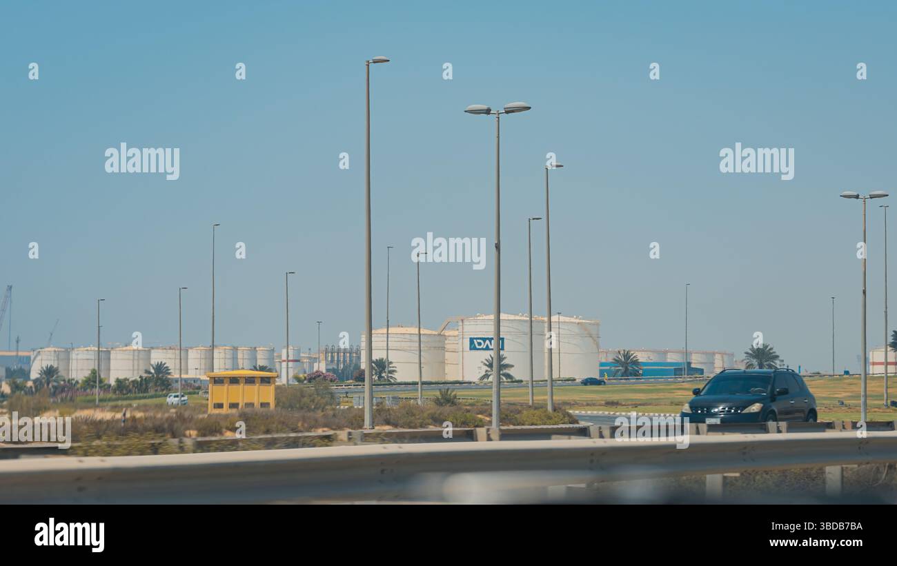 Aerial view Oil storage tank In industrial areas. Crude oil storage ...
