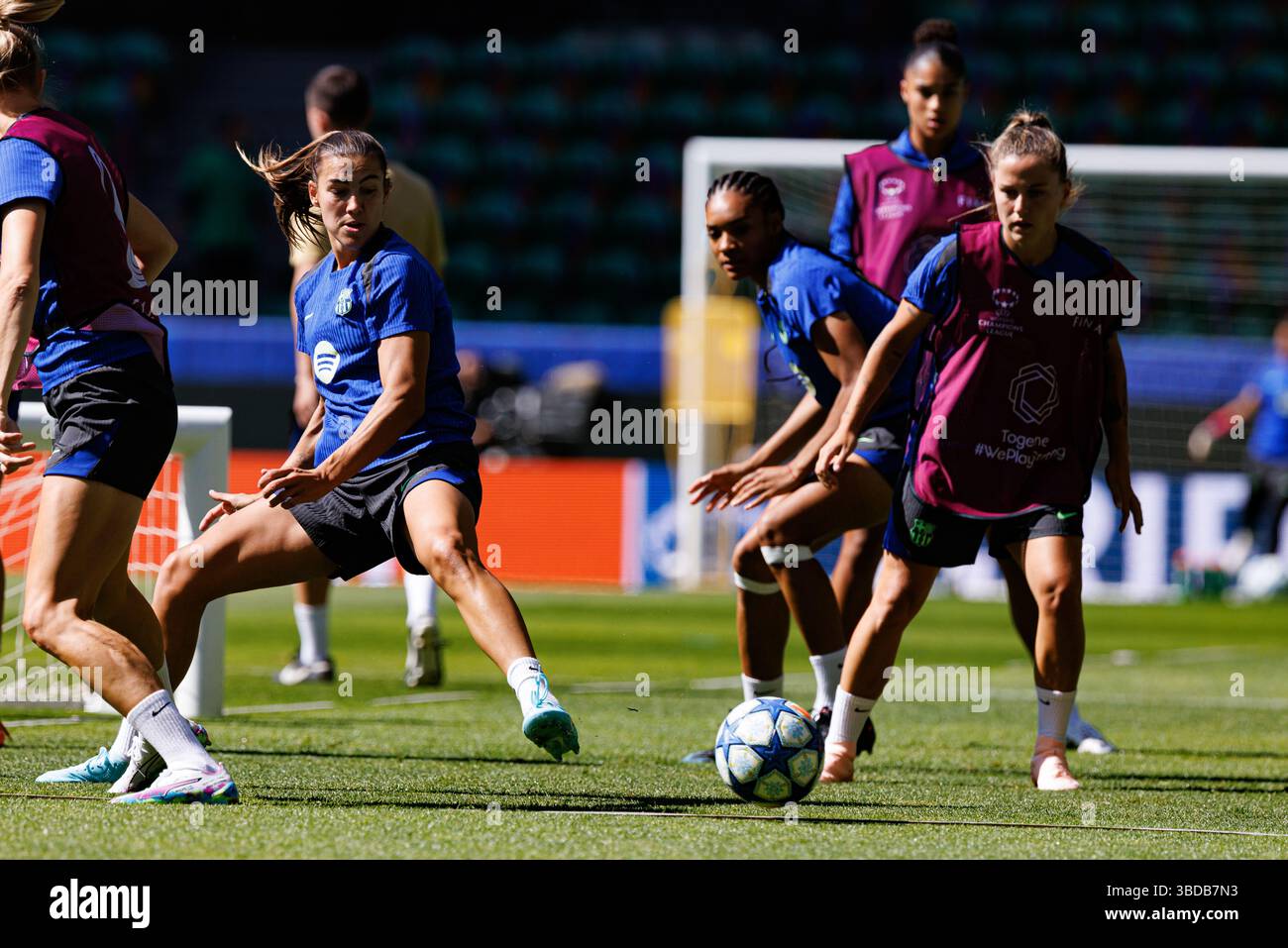 Players of FC Barcelona seen during Official training and walk around ...