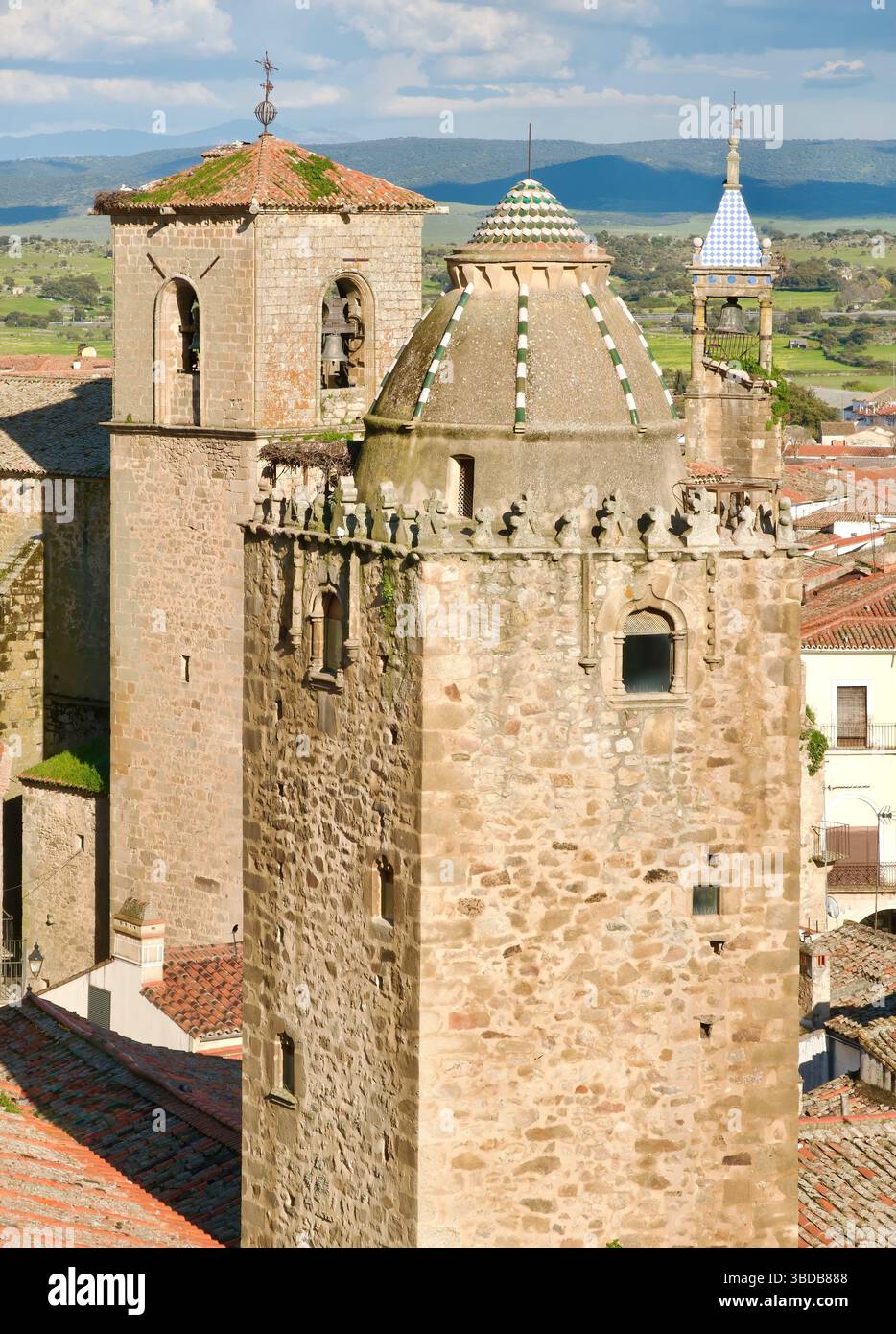 Landscape high view of the domed tower of the 15th century Palacio de ...