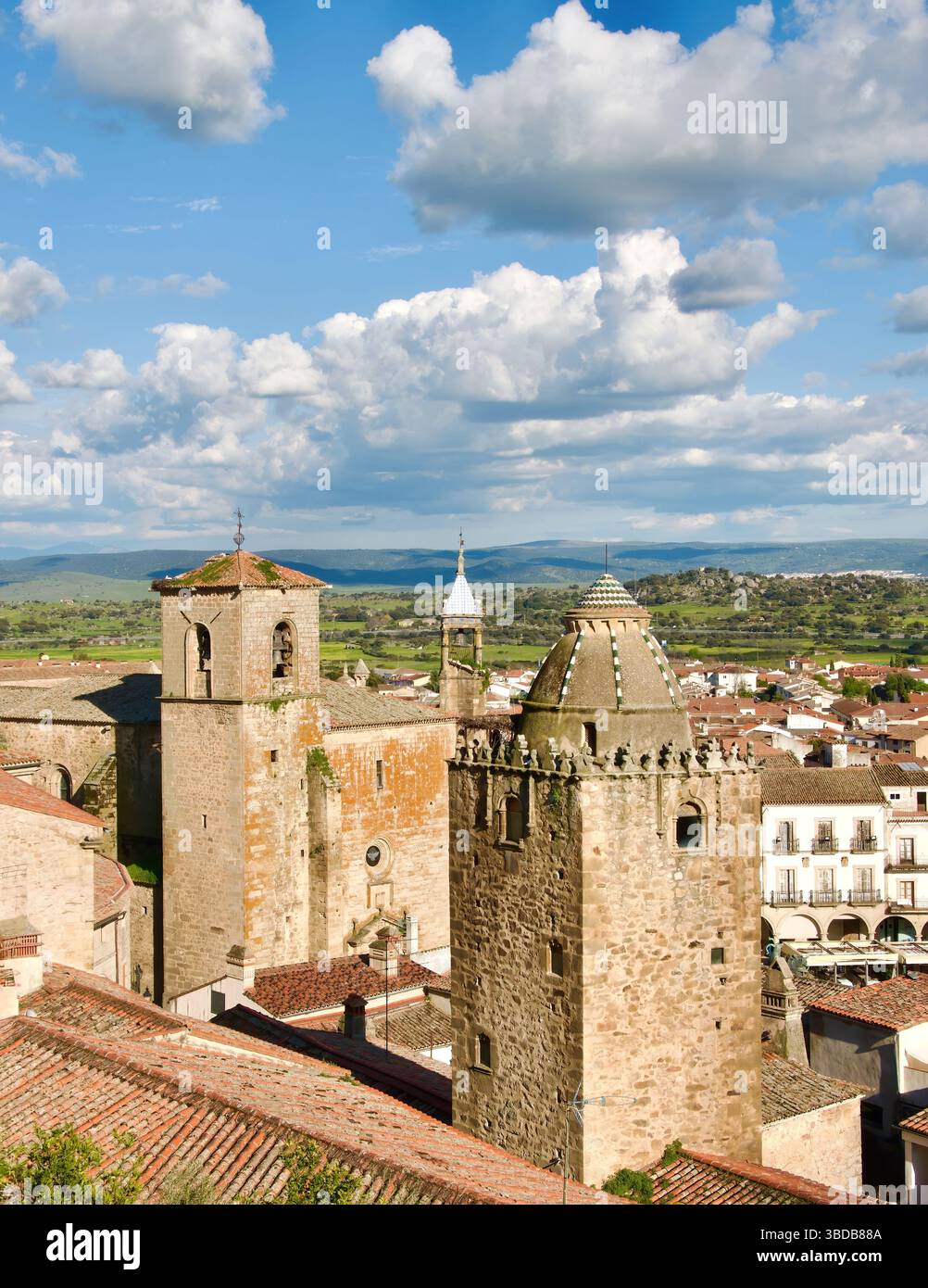 Landscape high view of the domed tower of the 15th century Palacio de ...