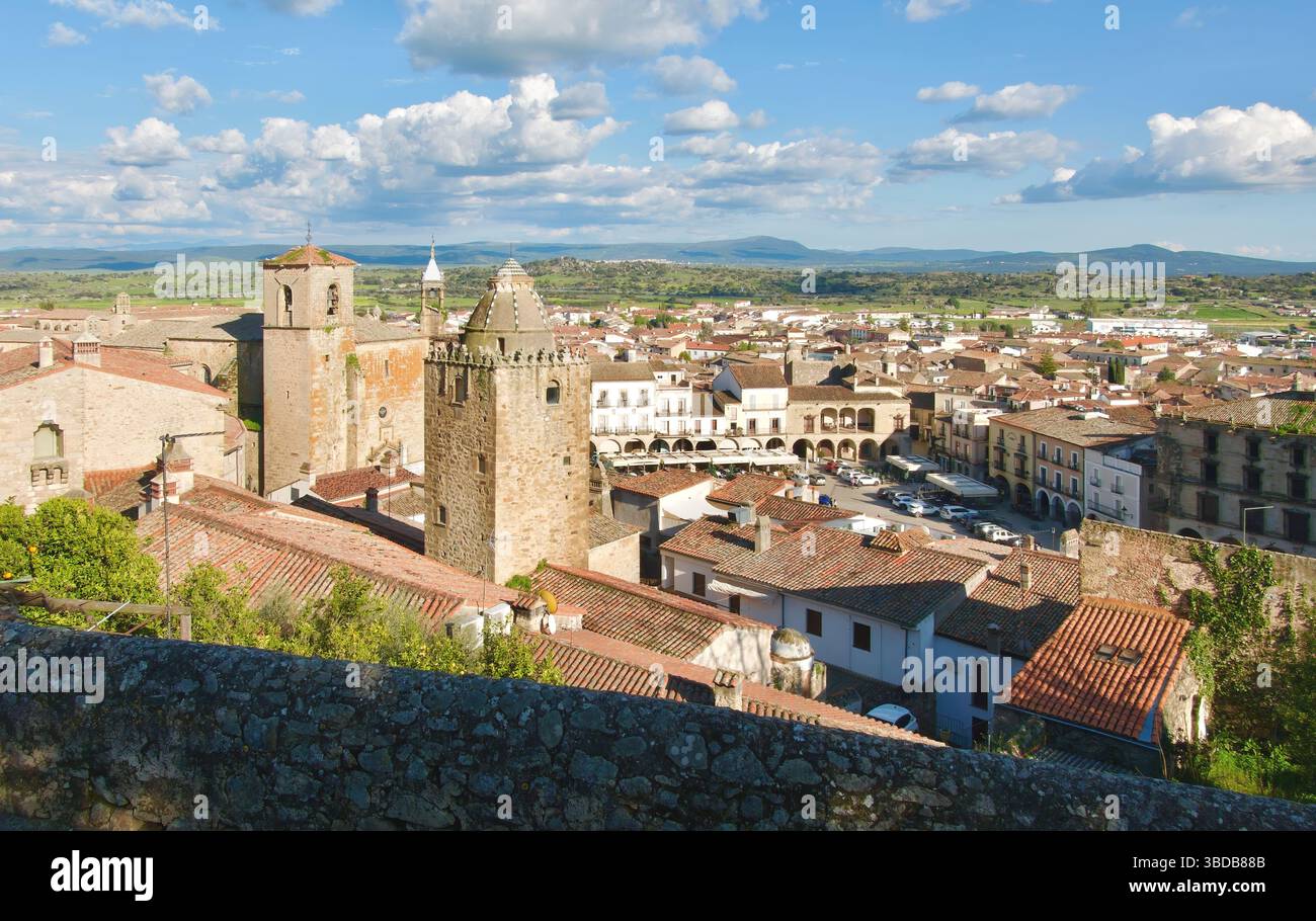 Landscape high view of the domed tower of the 15th century Palacio de ...
