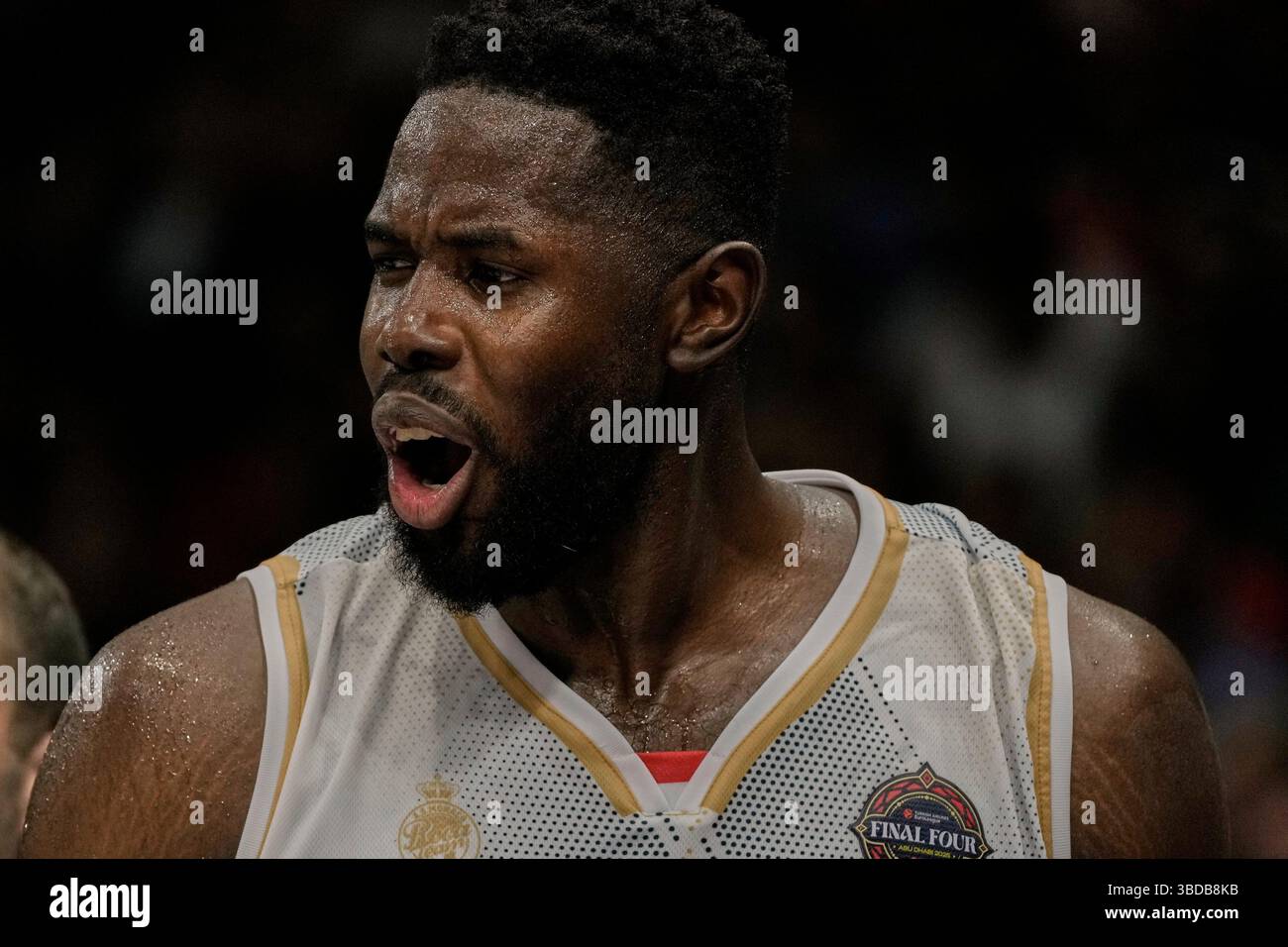 Monaco's Mam Jaiteh reacts duirng the Euroleague seimifinal basketball ...