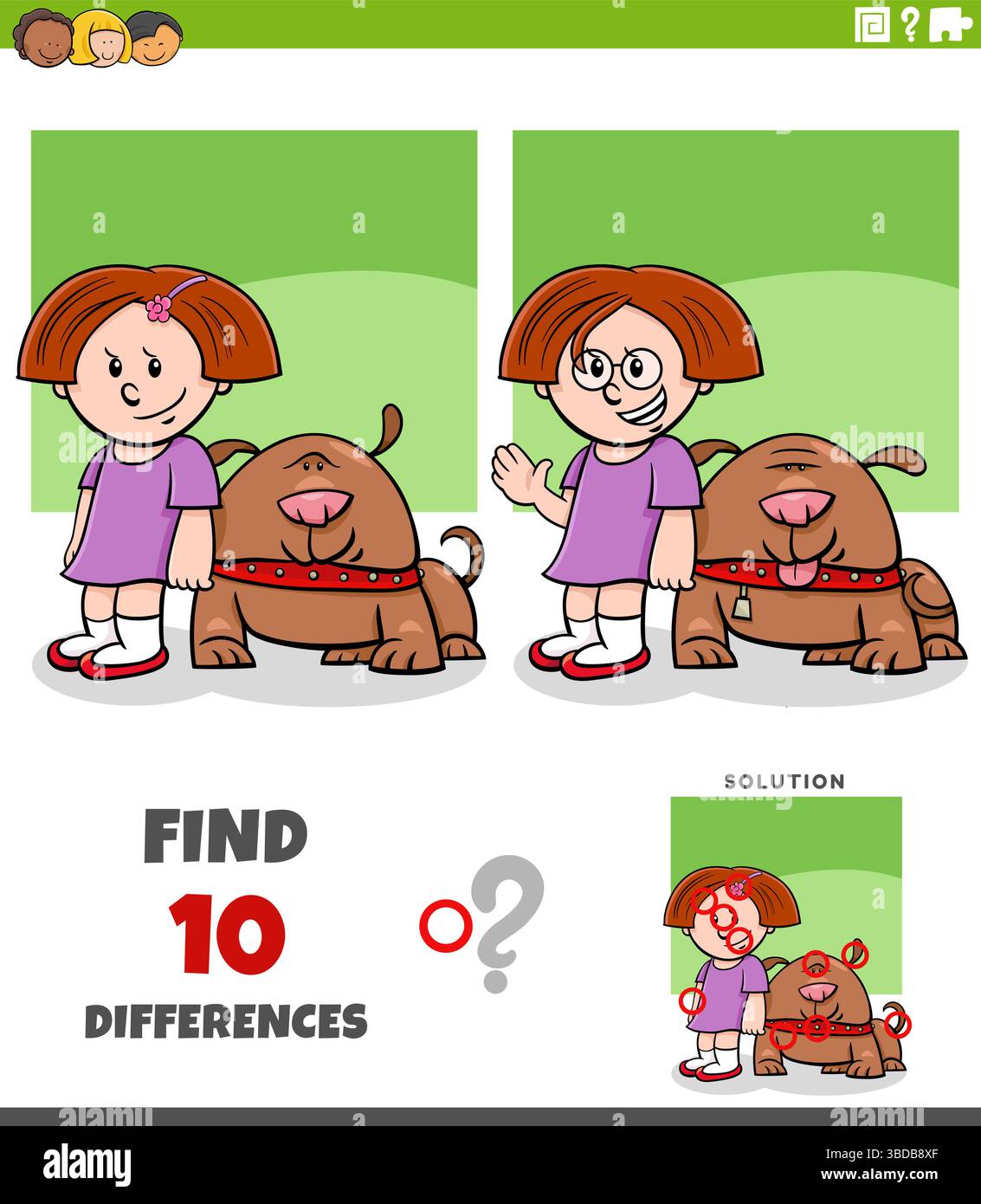 Cartoon illustration of finding the differences between pictures ...