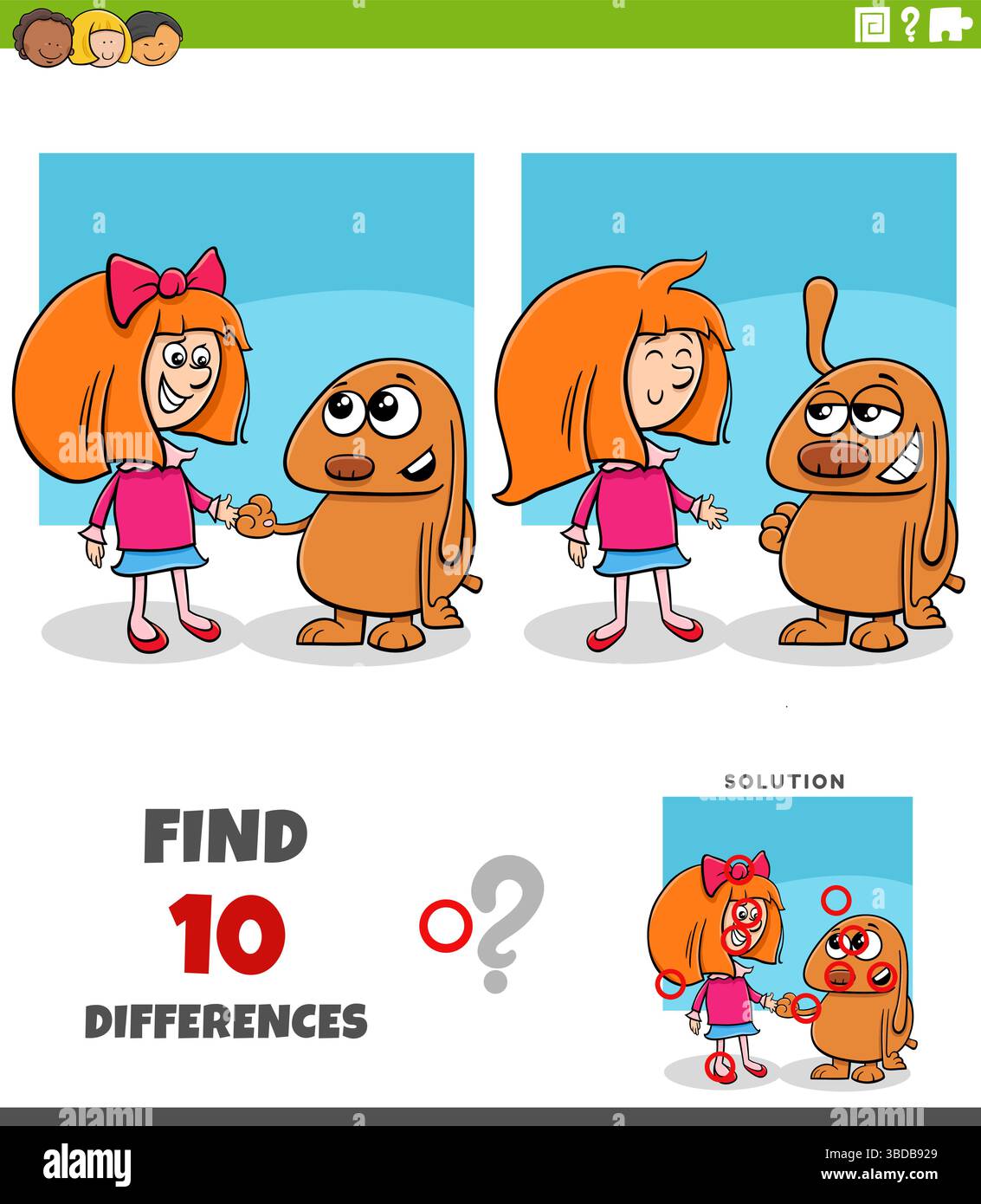 Cartoon illustration of finding the differences between pictures ...