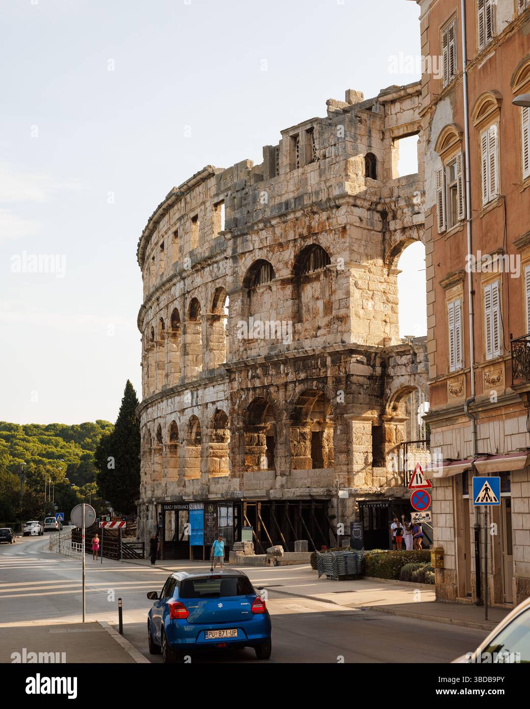 Pula, Croatia - August 22, 2024: Pula, Street in front of Pula Arena ...