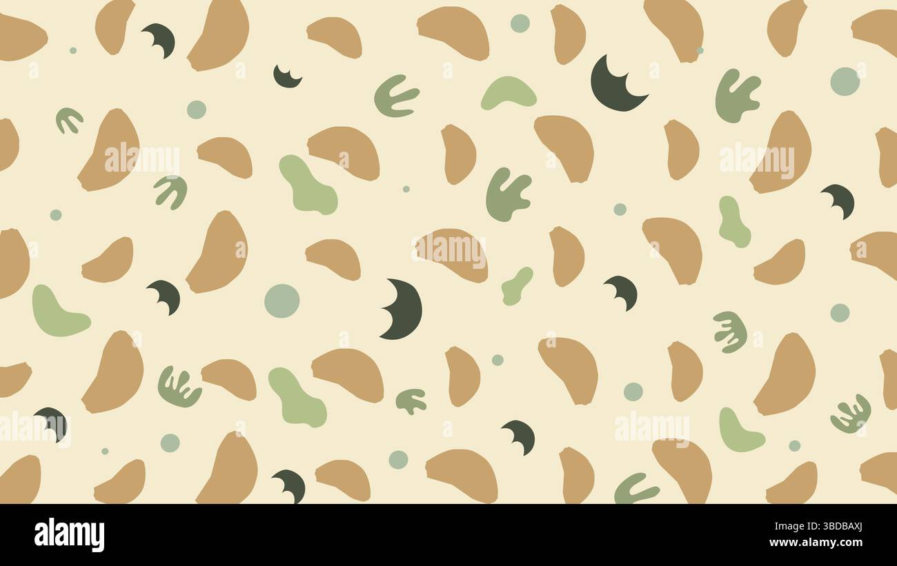 Random organic abstract shapes in earthy tones on a light beige ...