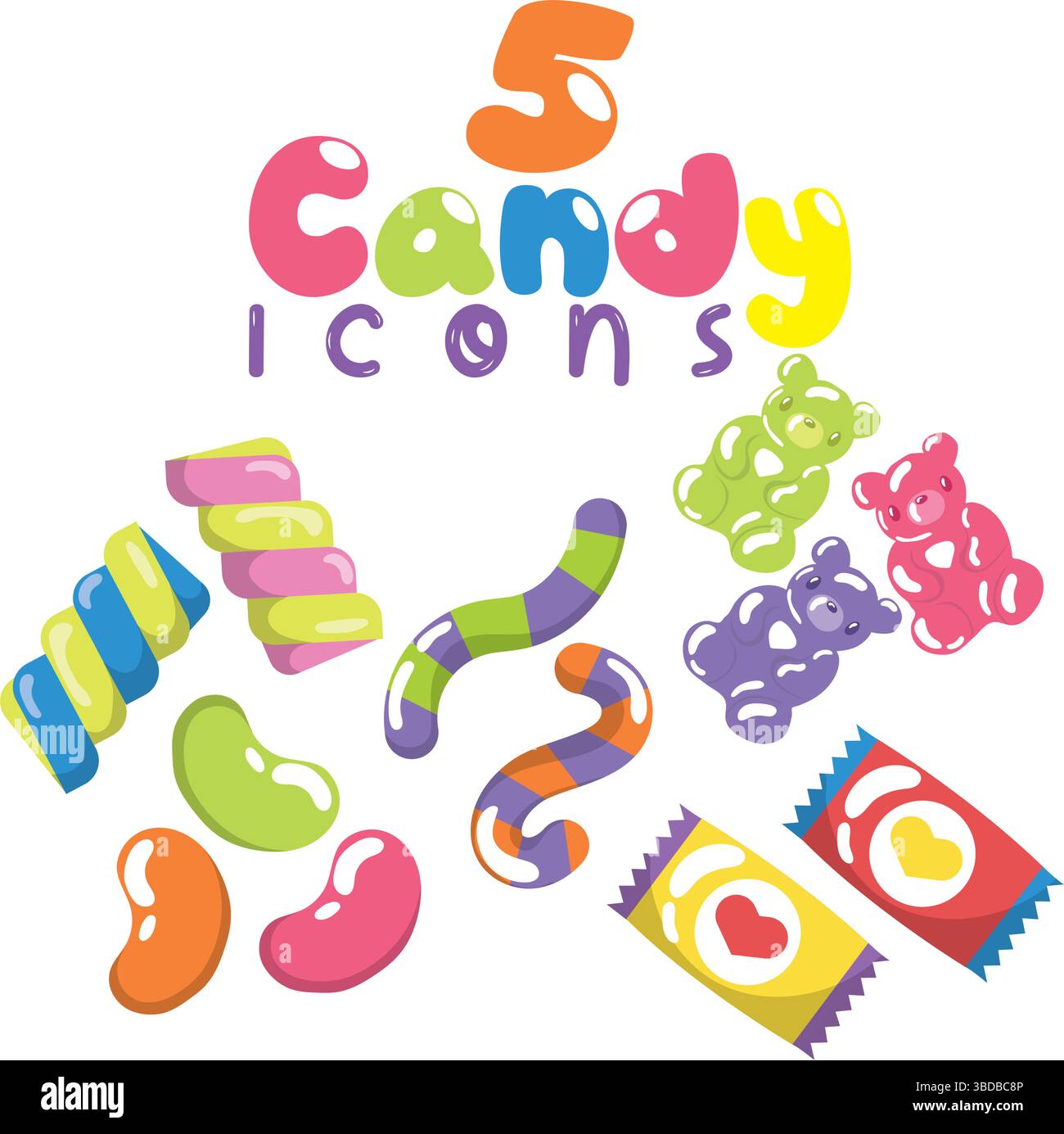 Gummy and jelly icon set. Vector Stock Vector Image & Art - Alamy