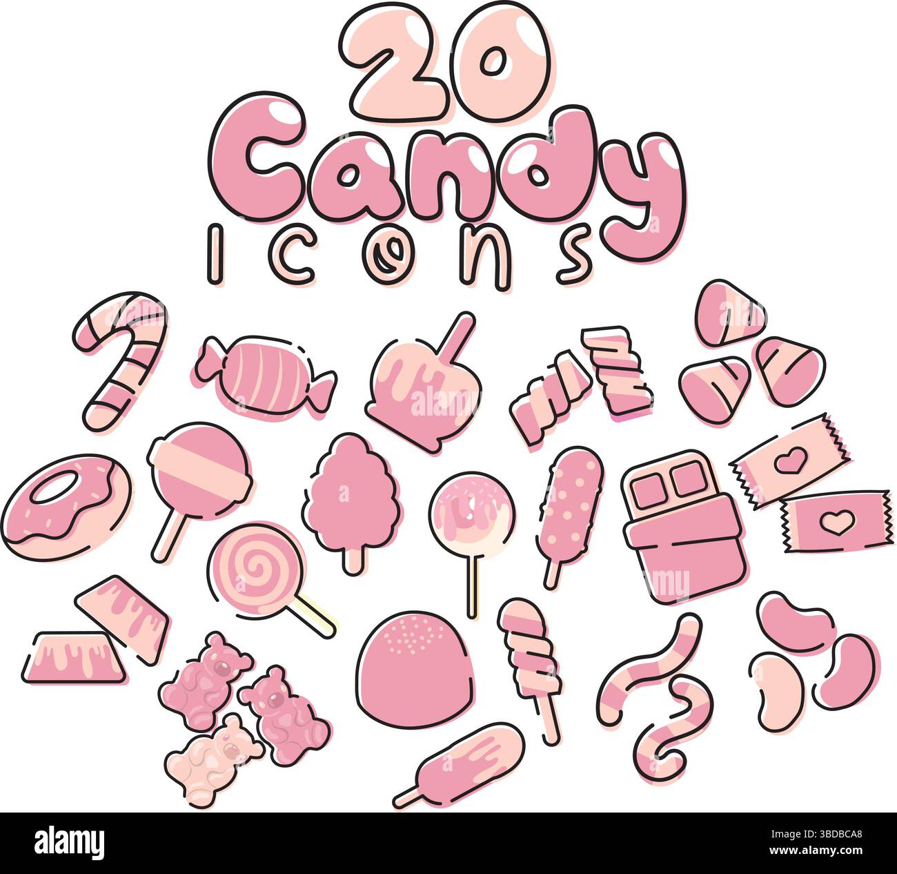 Outlined pink candy icons. Vector Stock Vector Image & Art - Alamy