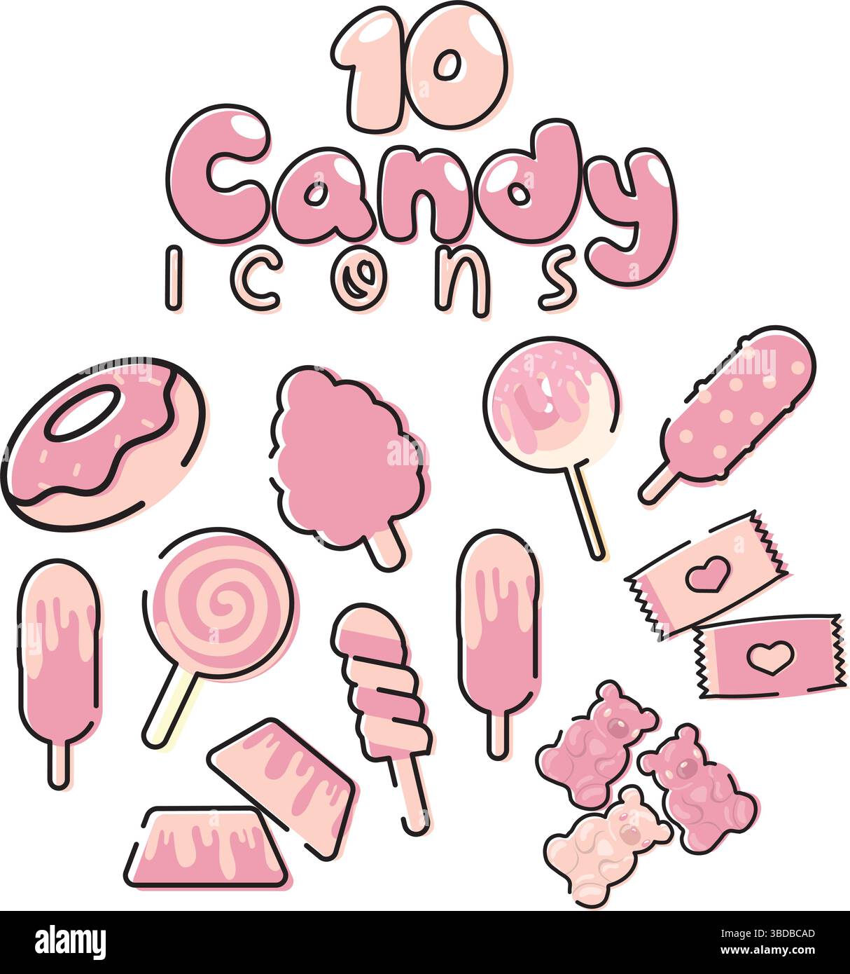 Outlined pink candy icons. Vector Stock Vector Image & Art - Alamy