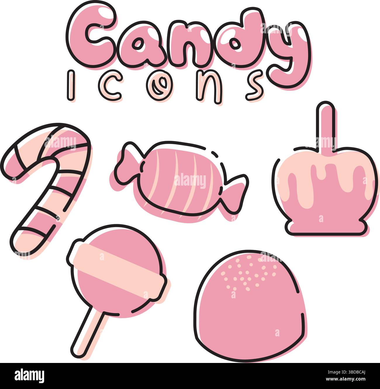 Outlined pink candy set. Vector Stock Vector Image & Art - Alamy