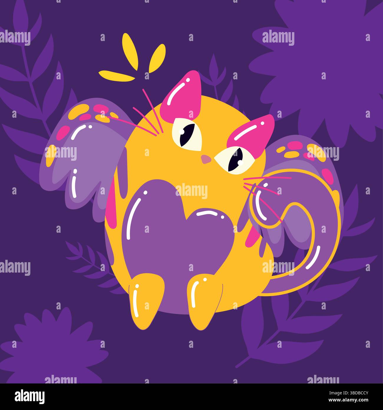 Flying winged cat art. Vector Stock Vector Image & Art - Alamy
