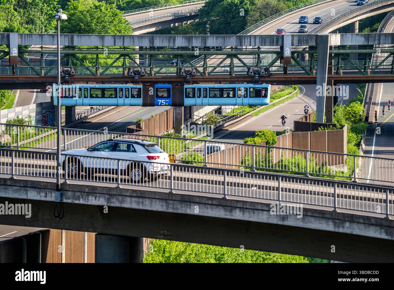 The Wuppertal Suspension Railway, a train of the latest Generation 15 ...