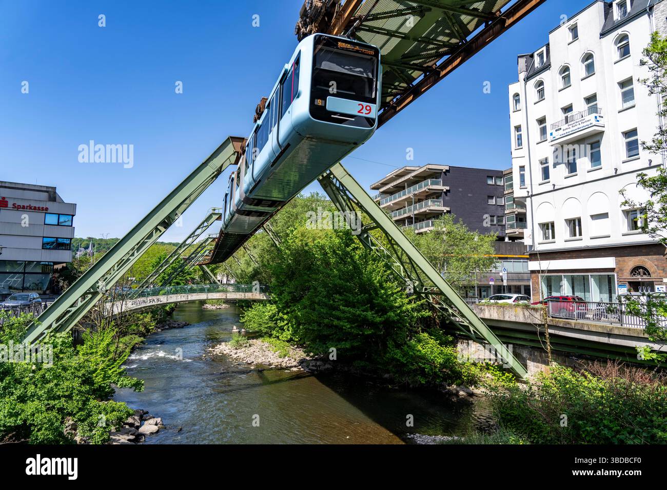 The Wuppertal Suspension Railway, a train of the latest Generation 15 ...