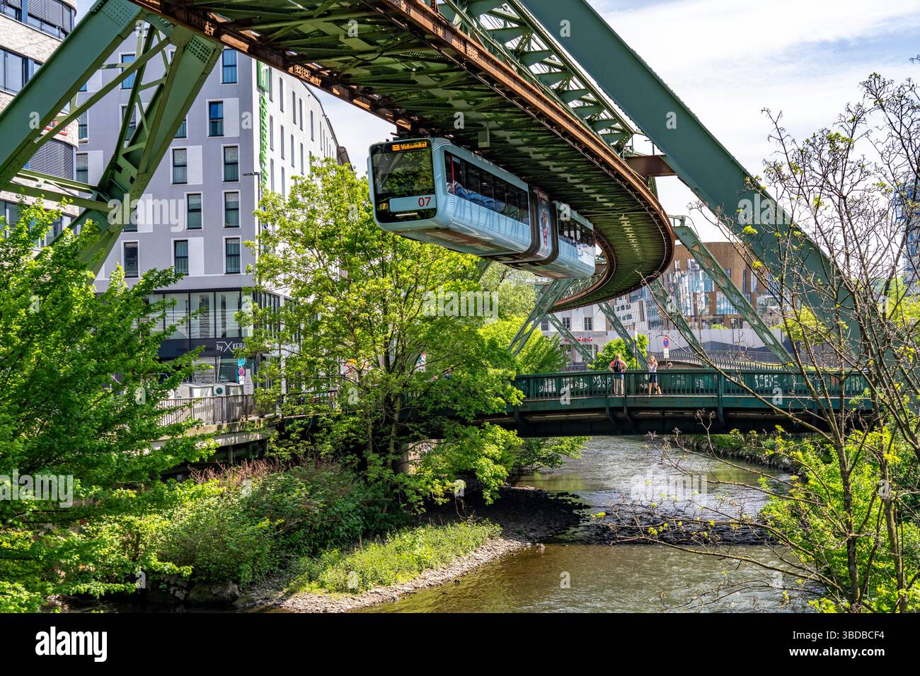 The Wuppertal Suspension Railway, a train of the latest Generation 15 ...