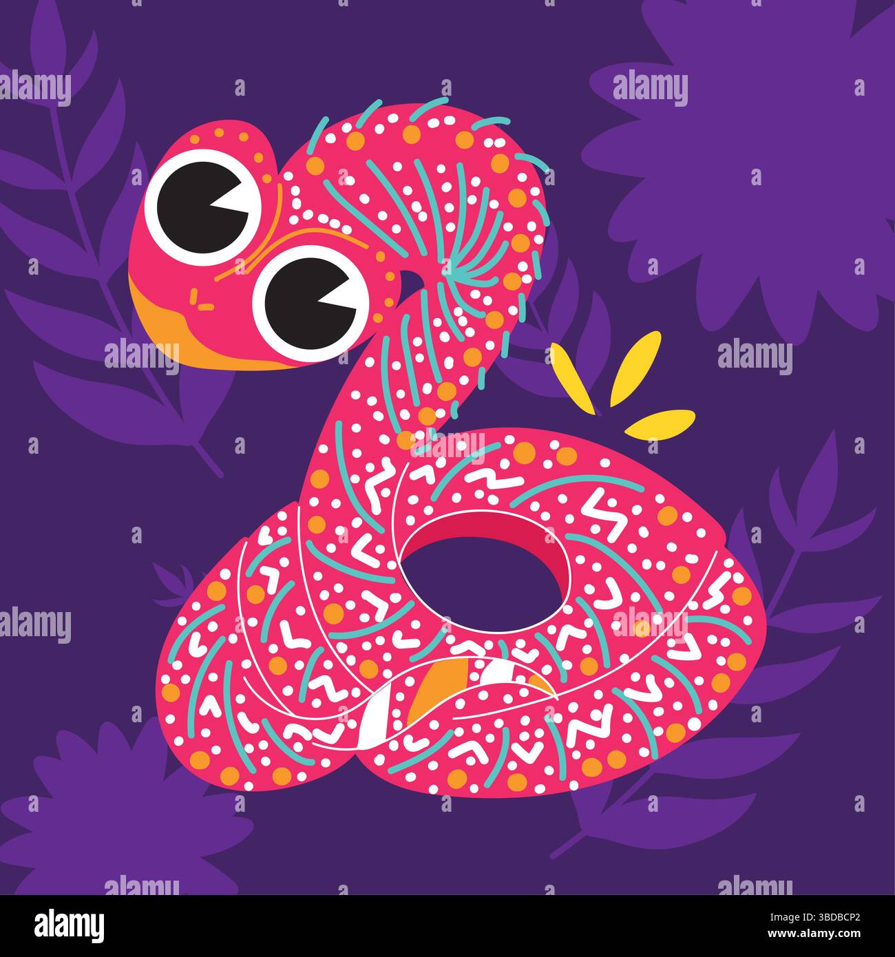Whimsical pink snake. Vector Stock Vector Image & Art - Alamy