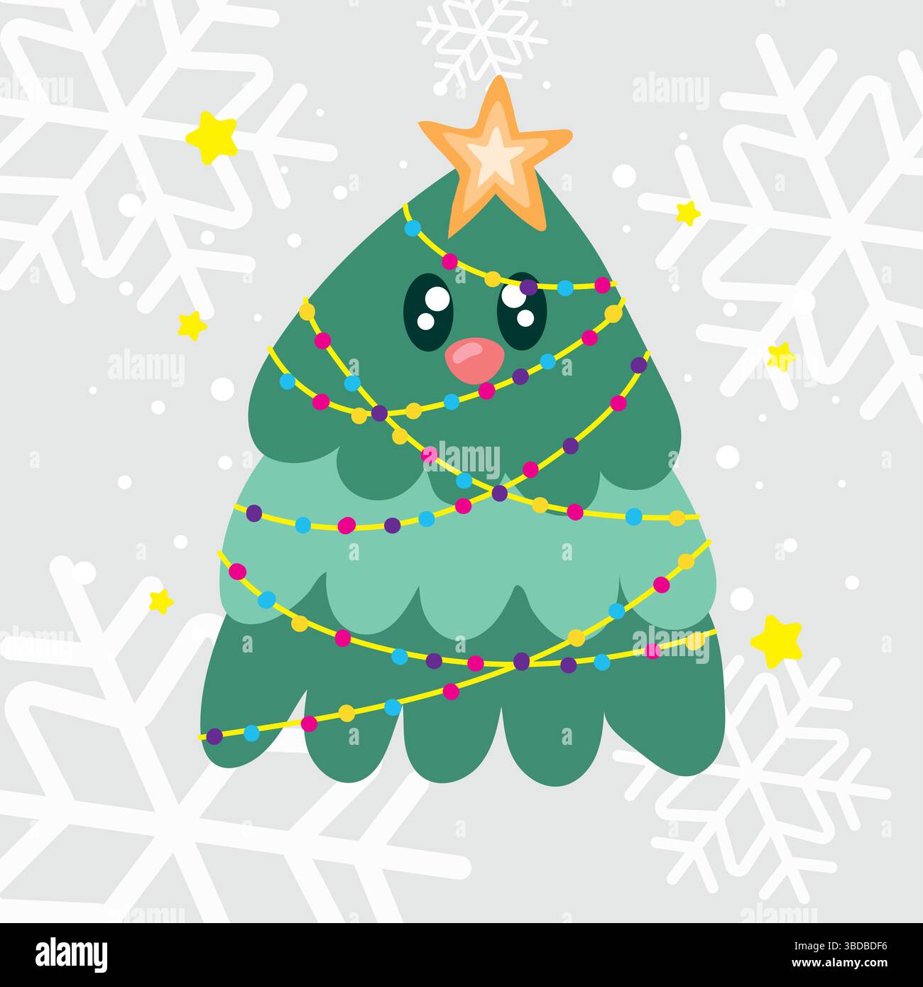 Cute Christmas tree with lights. Vector Stock Vector Image & Art - Alamy