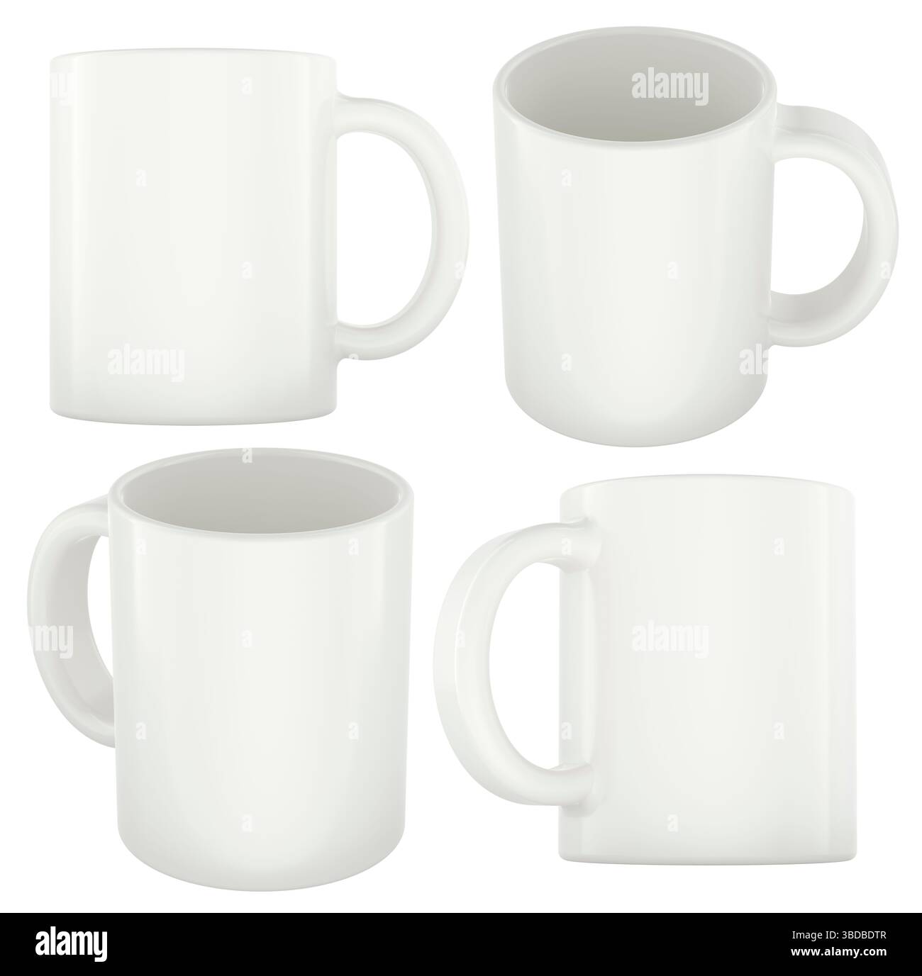 White ceramic mug, mockup set. Multiple angles front, side. 3D ...