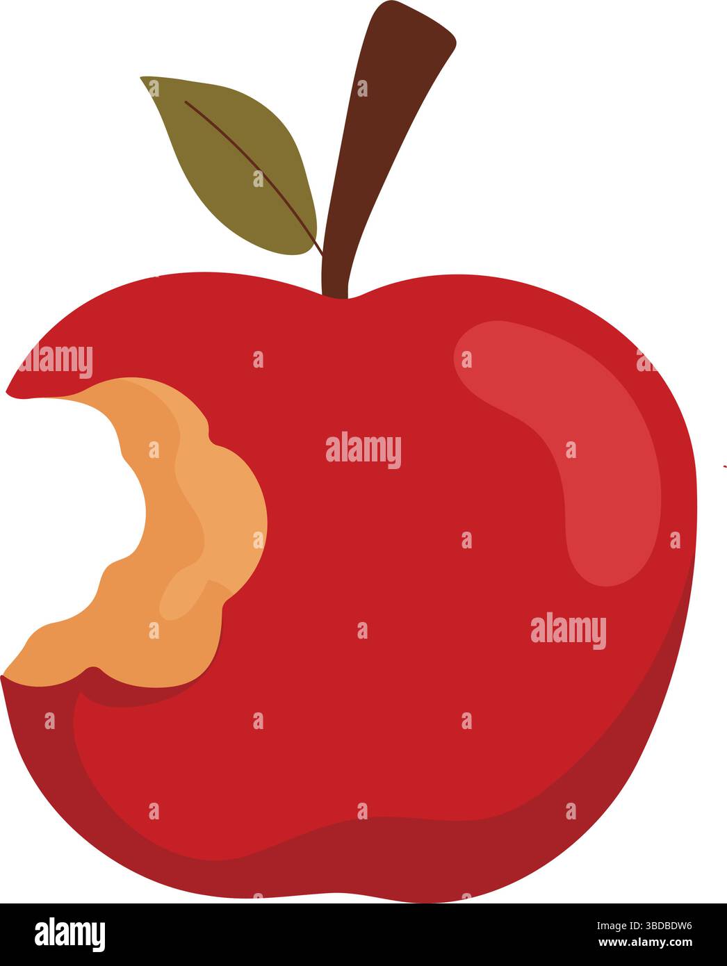 Bitten red apple with leaf. Vector Stock Vector Image & Art - Alamy