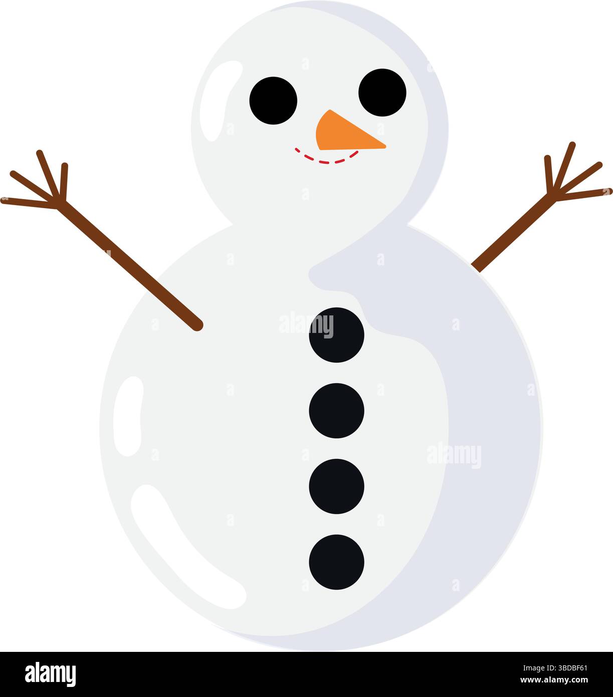 Happy snowman with stick arms. Vector Stock Vector Image & Art - Alamy