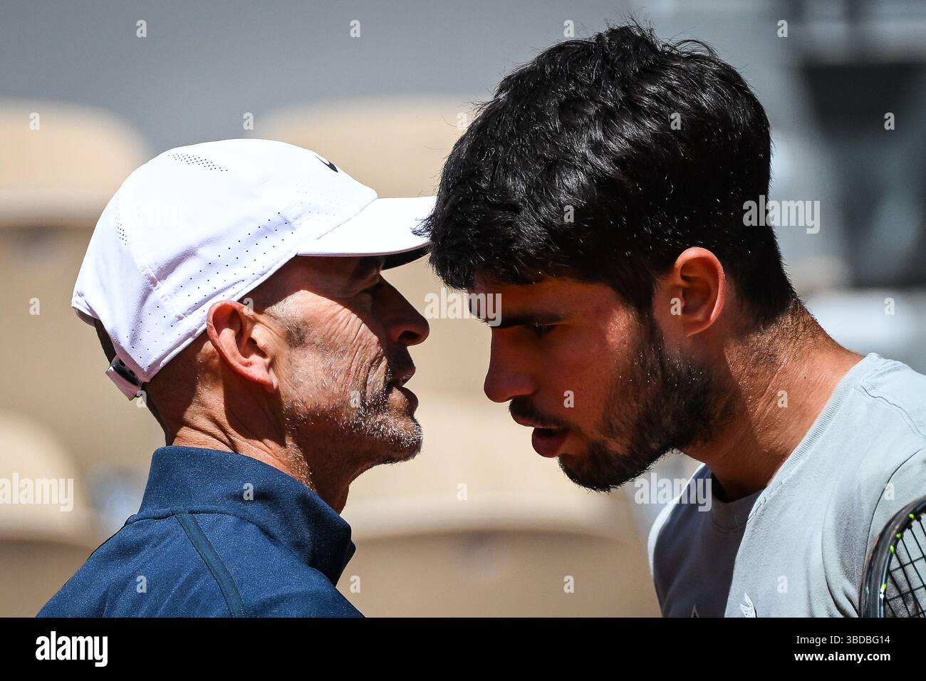 Paris, France. 23rd May, 2025. Samuel LOPEZ and Carlos ALCARAZ of Spain ...