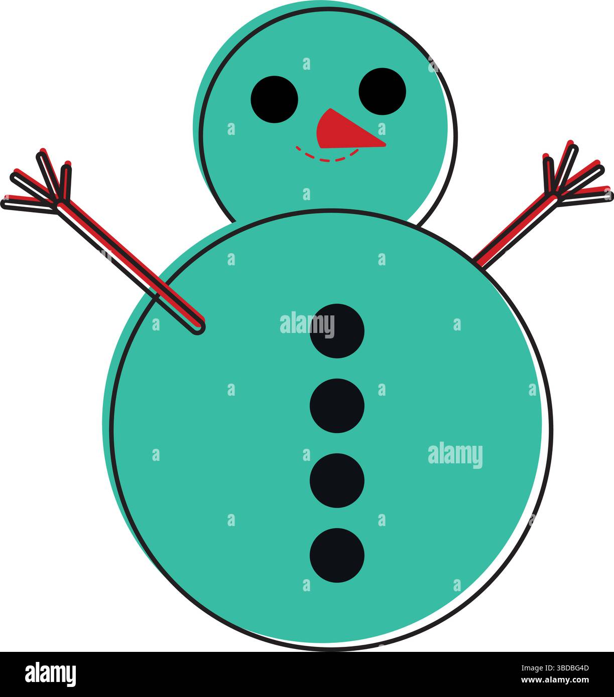 Happy snowman with stick arms. Vector Stock Vector Image & Art - Alamy
