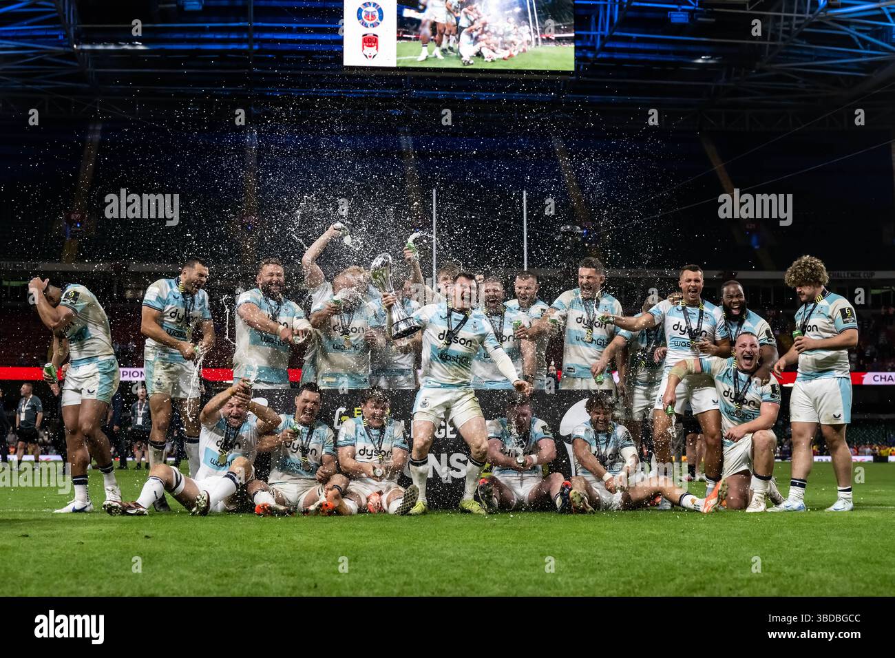 Cardiff, UK. 23rd May, 2025. Bath Rugby celebrate after winning the ...