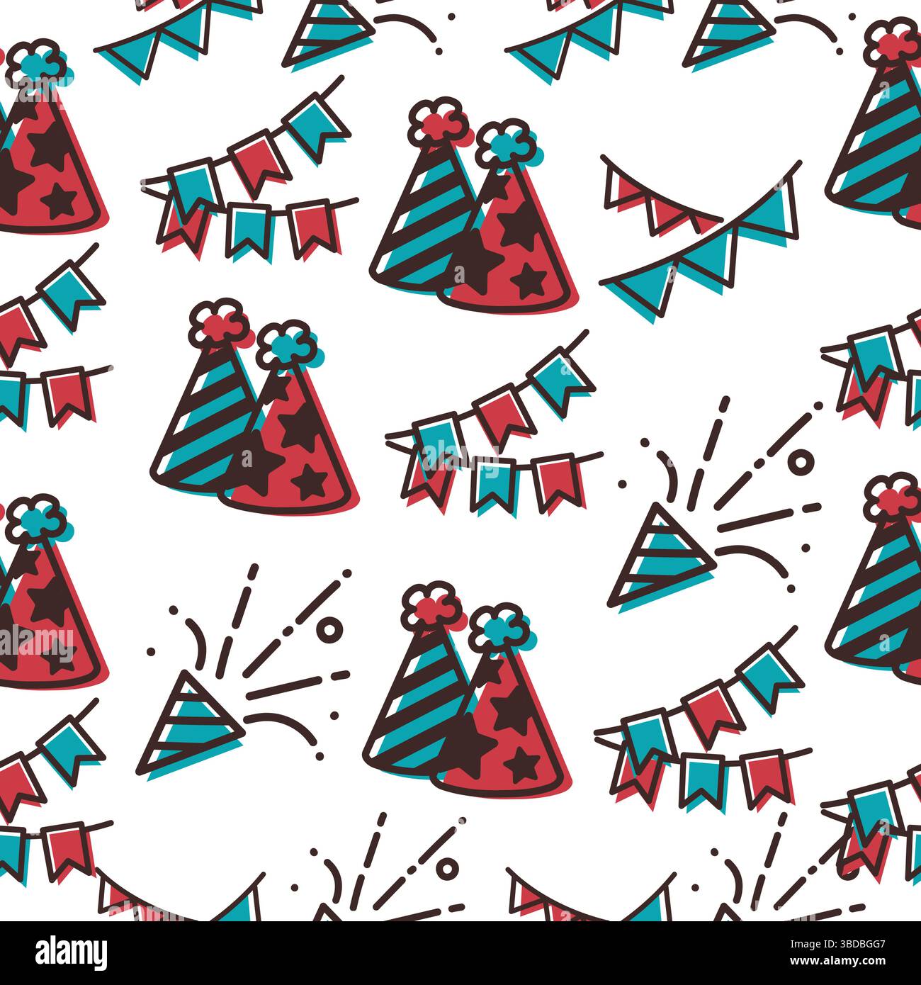 Party hats and streamers mix. Vector Stock Vector Image & Art - Alamy