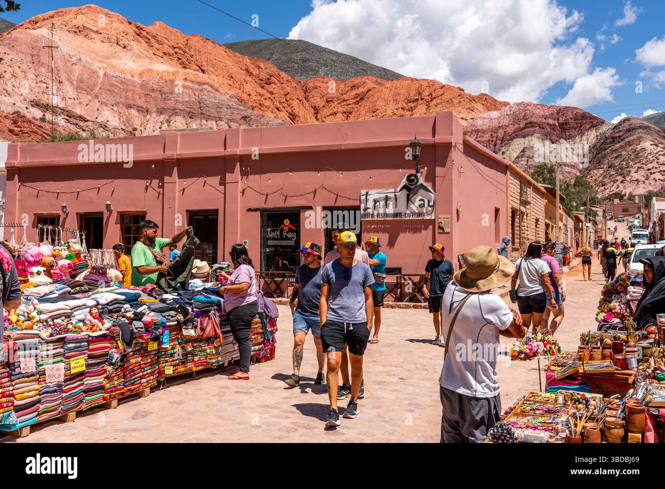 Colourful Souvenir Stalls In The Main Square With The Hill Of Seven ...