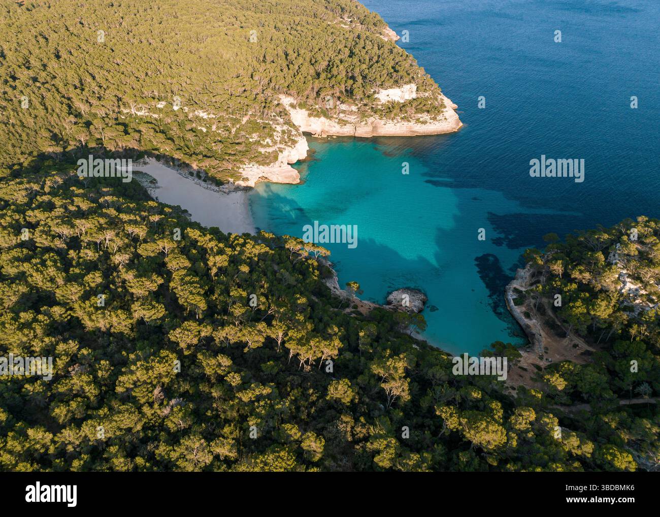 Aerial view over Cala Mitjana, Menorca, Spain Stock Photo - Alamy