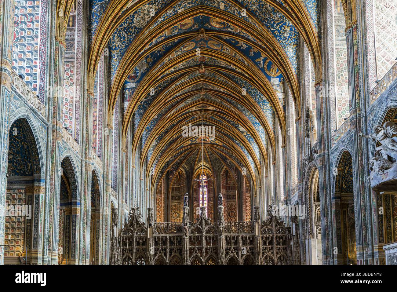 The long nave of Sainte Cecile Cathedral in Albi France features ...