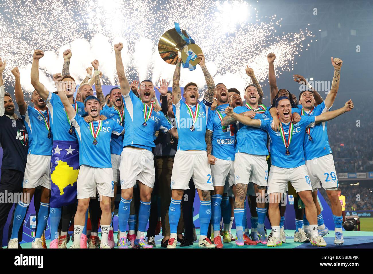 Napoli, Italy. 24th May, 2025. SSC Napoli players celebrate with the ...