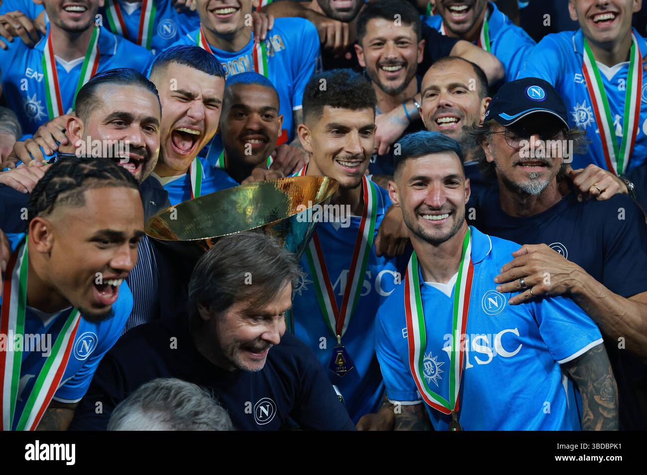 Napoli, Italy. 24th May, 2025. SSC Napoli players celebrate with the ...