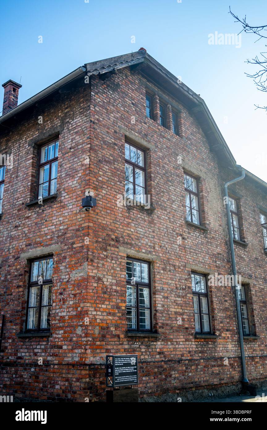 Brick Barrack Building at Auschwitz Concentration Camp, Poland Stock ...