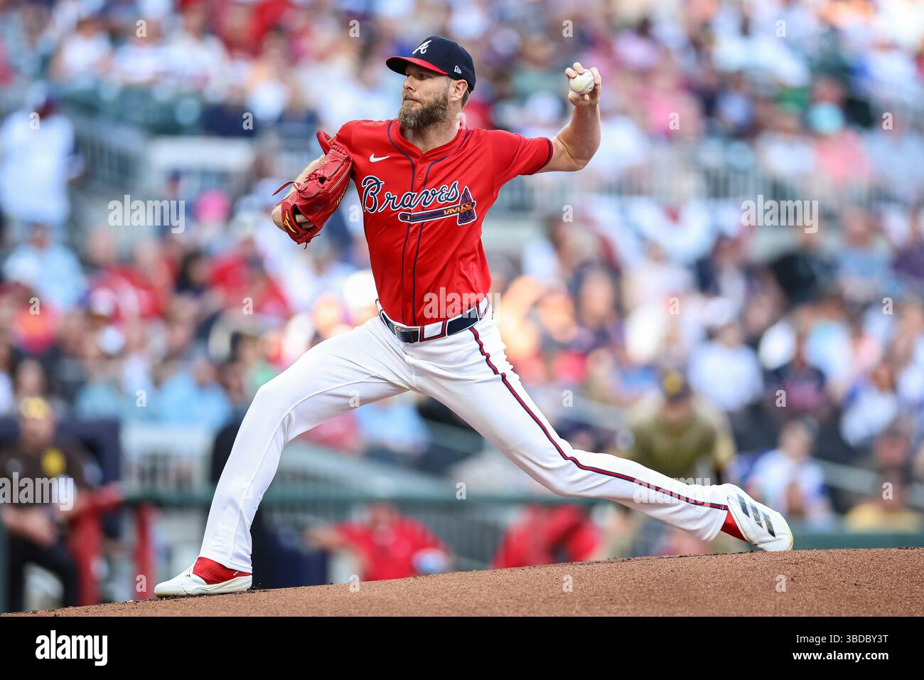Atlanta Braves pitcher Chris Sale delivers in the first inning of a ...