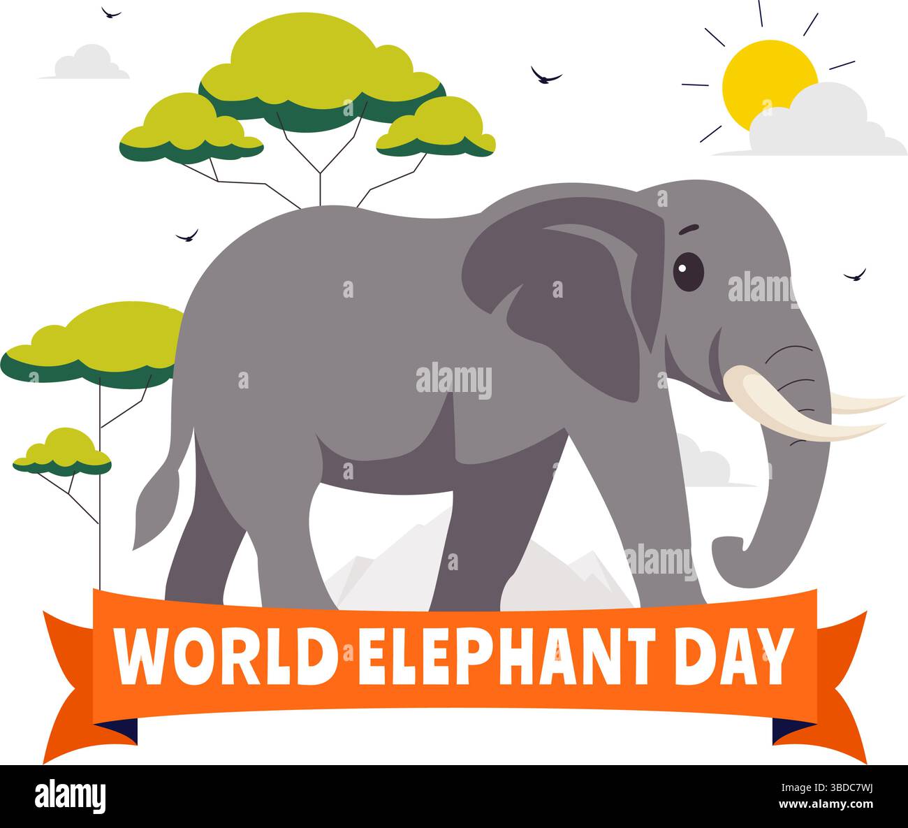 Happy World Elephant Day Vector Illustration on August 12, featuring ...