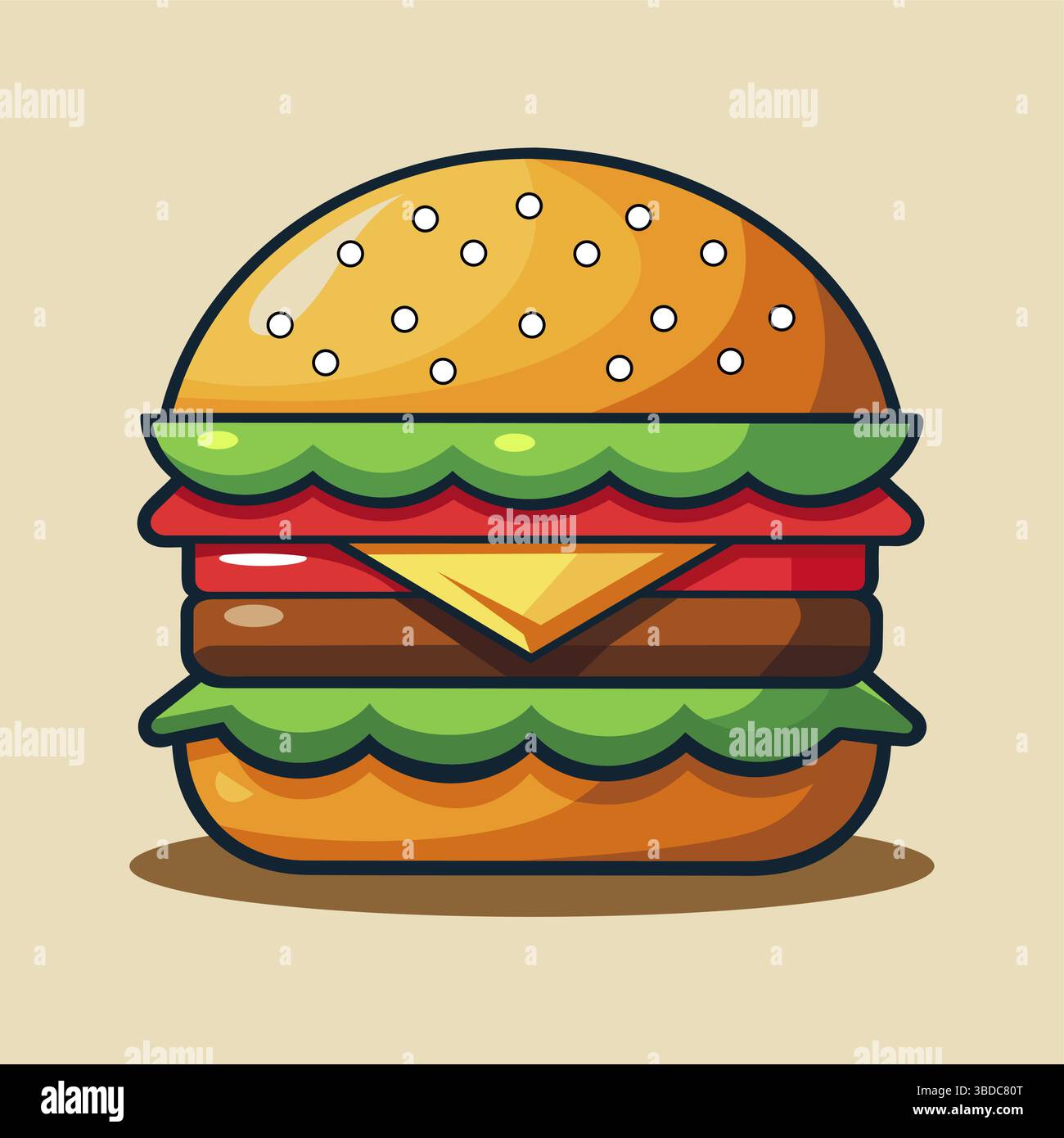 Classic Cartoon Cheeseburger Vector Illustration Stock Vector Image ...