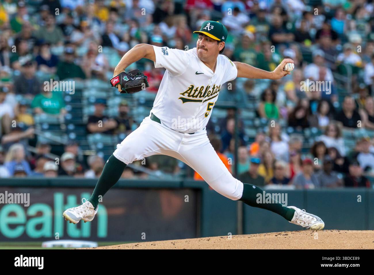 Athletics pitcher Jacob Lopez throws to the Philadelphia Phillies ...