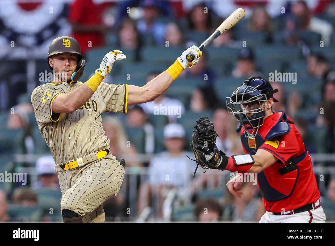 San Diego Padres' Brandon Lockridge swings at a pitch in the fifth ...