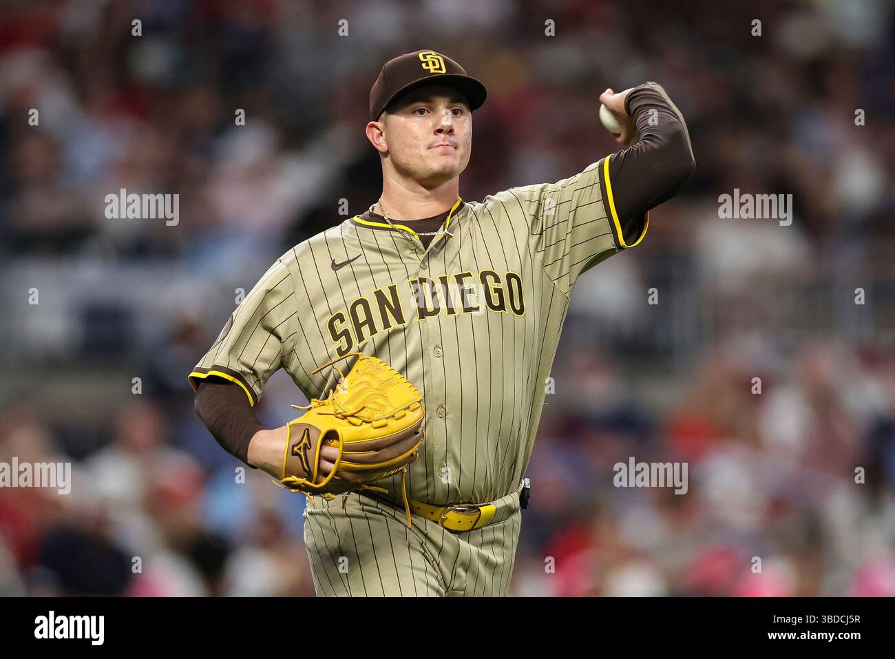 San Diego Padres pitcher Adrian Morejon throws to first base in the ...