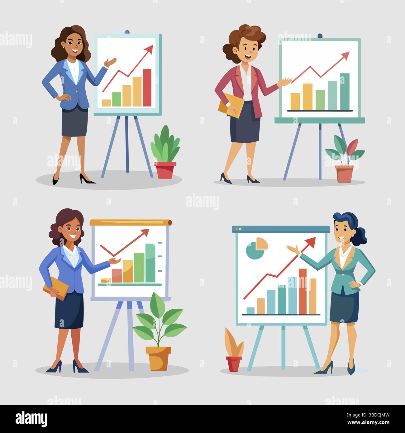 Businesswoman pointing whiteboard Stock Vector Images - Alamy