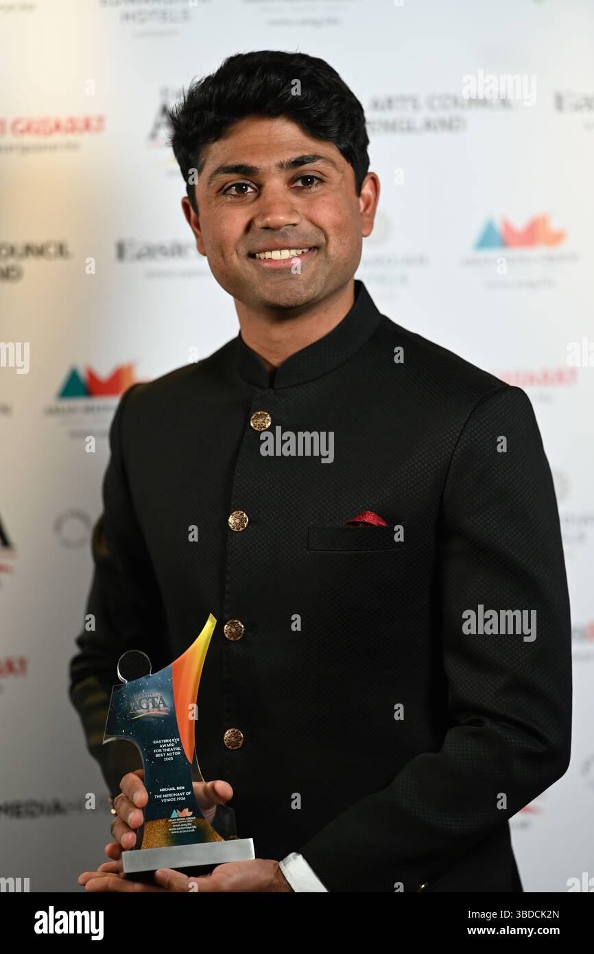 LONDON, UK. 23rd May, 2025. Mikhail Sen - Eastern Eye Theatre Award at ...