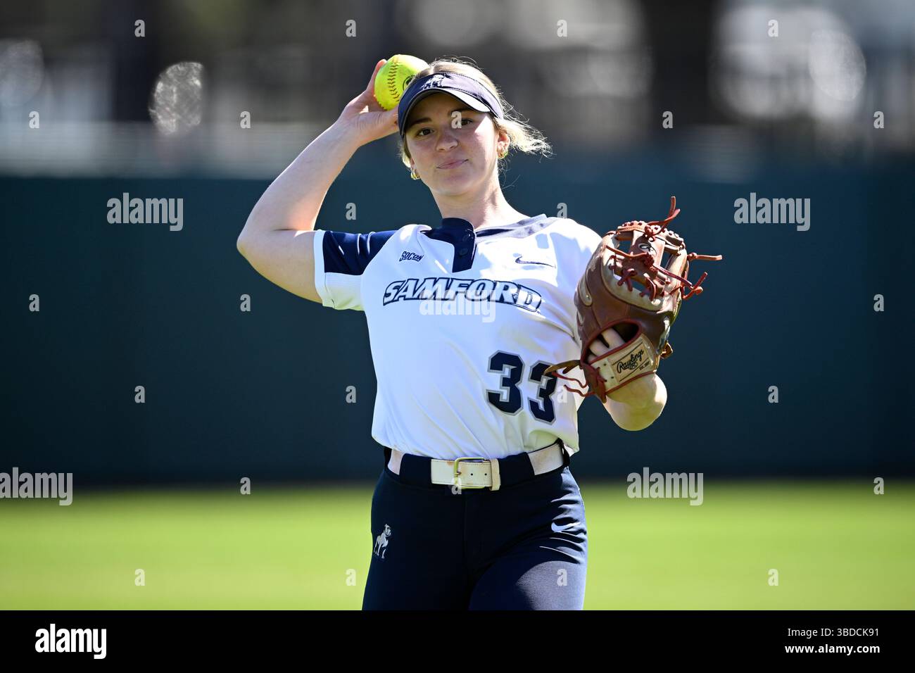 Samford's McKayla Cothran (33) during an NCAA college softball game ...