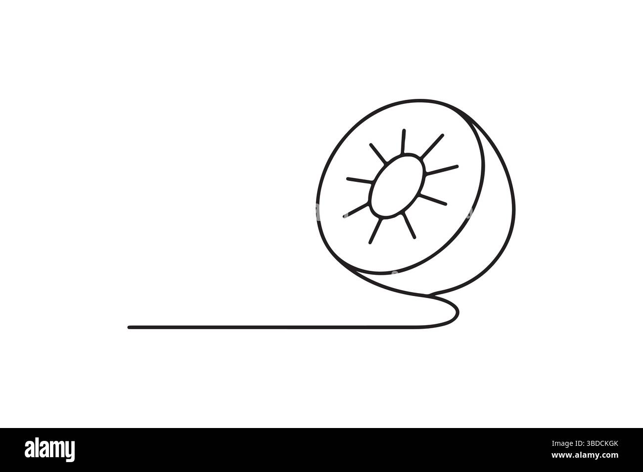 Kiwi slice line drawing Cut Out Stock Images & Pictures - Alamy