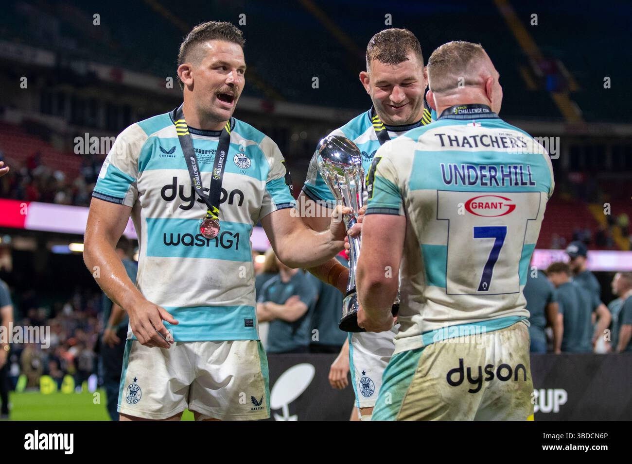 Cardiff, UK. 23rd May, 2025. The Bath players celebrate winning the ...