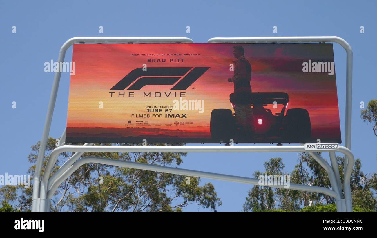 Los Angeles, California, USA 23rd May 2025 Brad Pitt F1 Movie Billboard ...