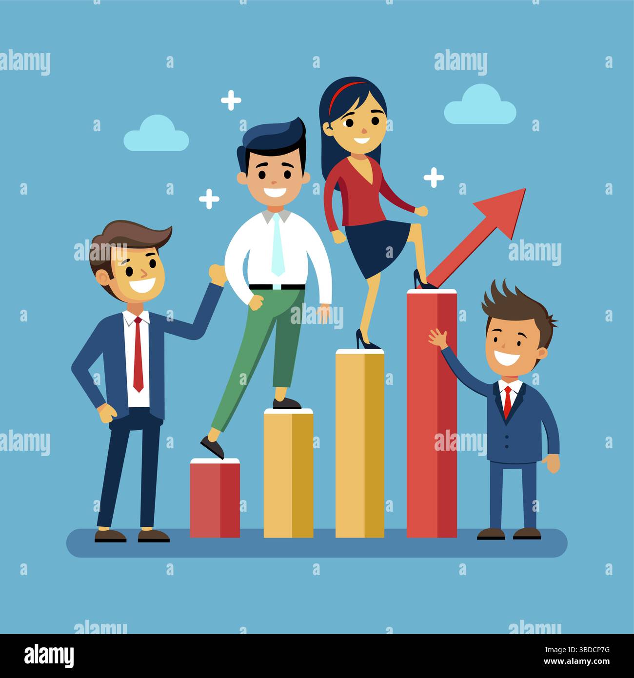 Business Team Climbing Up Chart for Growth and Success Stock Vector ...