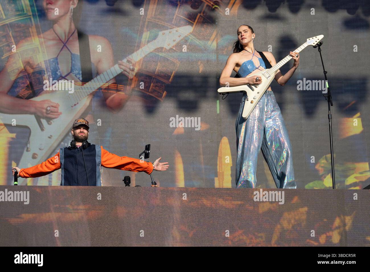 Tucker Halpern, left, and Sophie Hawley-Weld of SOFI TUKKER perform at ...