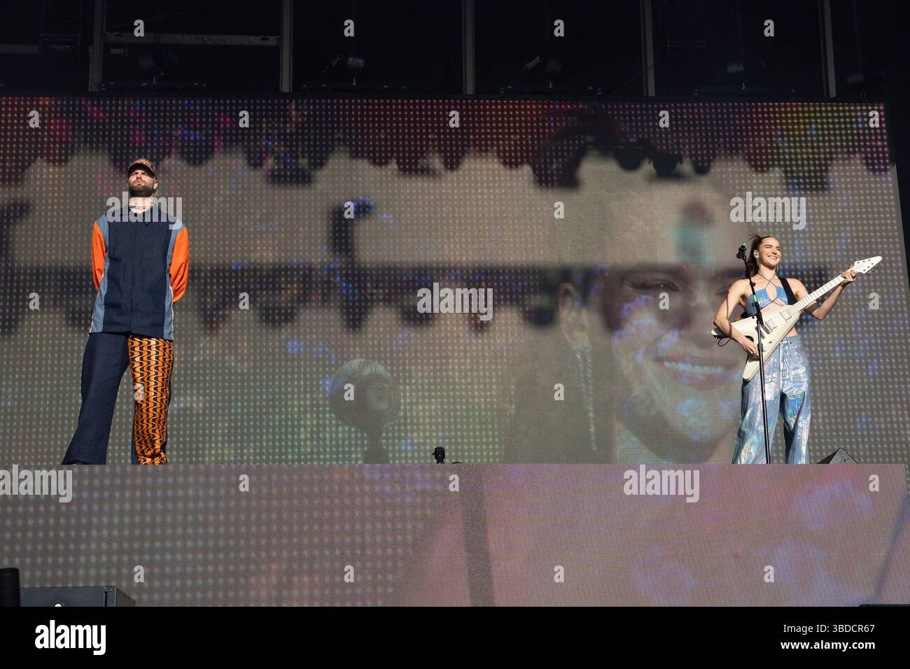 Tucker Halpern, left, and Sophie Hawley-Weld of SOFI TUKKER perform at ...