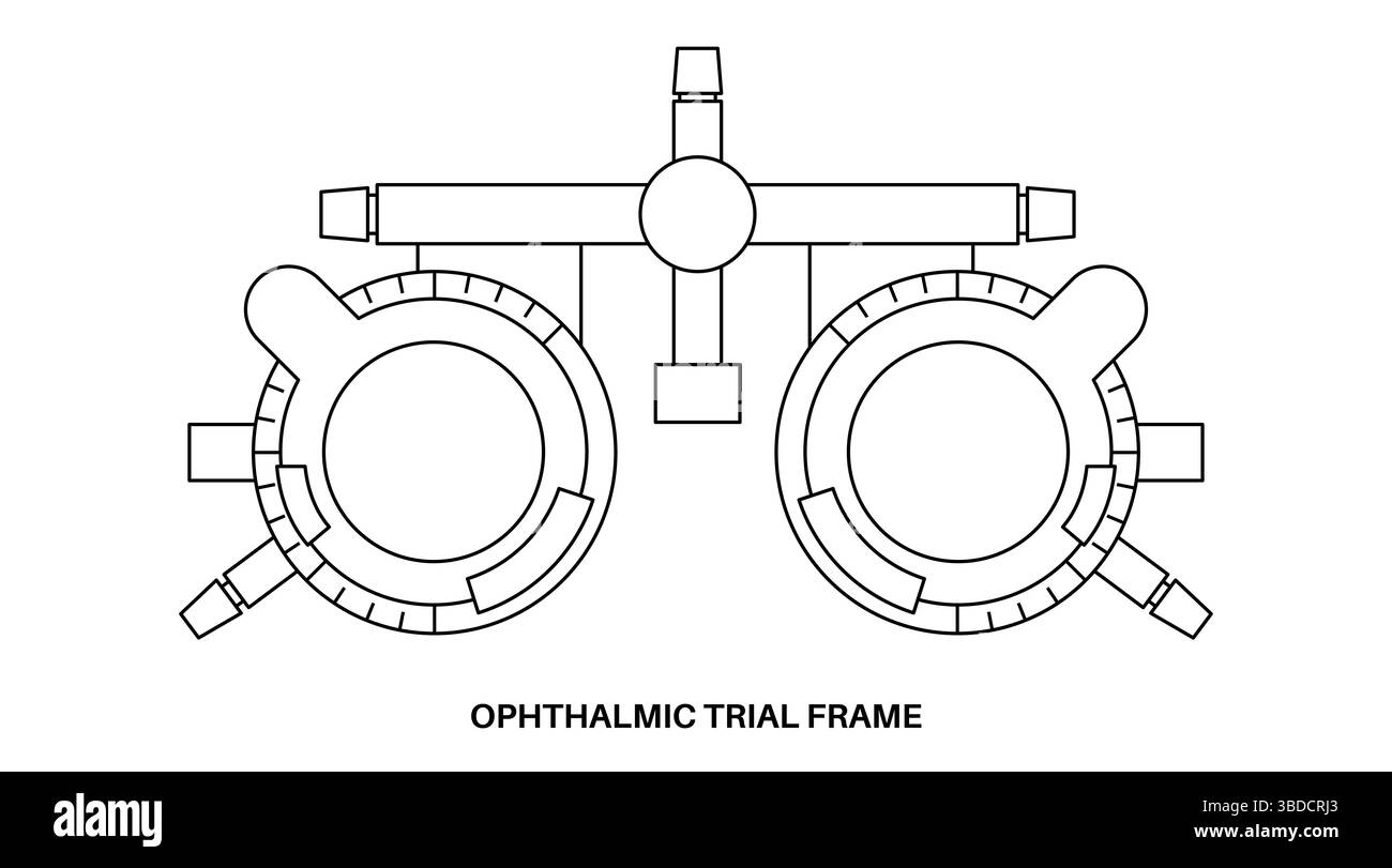 Illustration of an ophthalmic trial frame. This is an adjustable ...